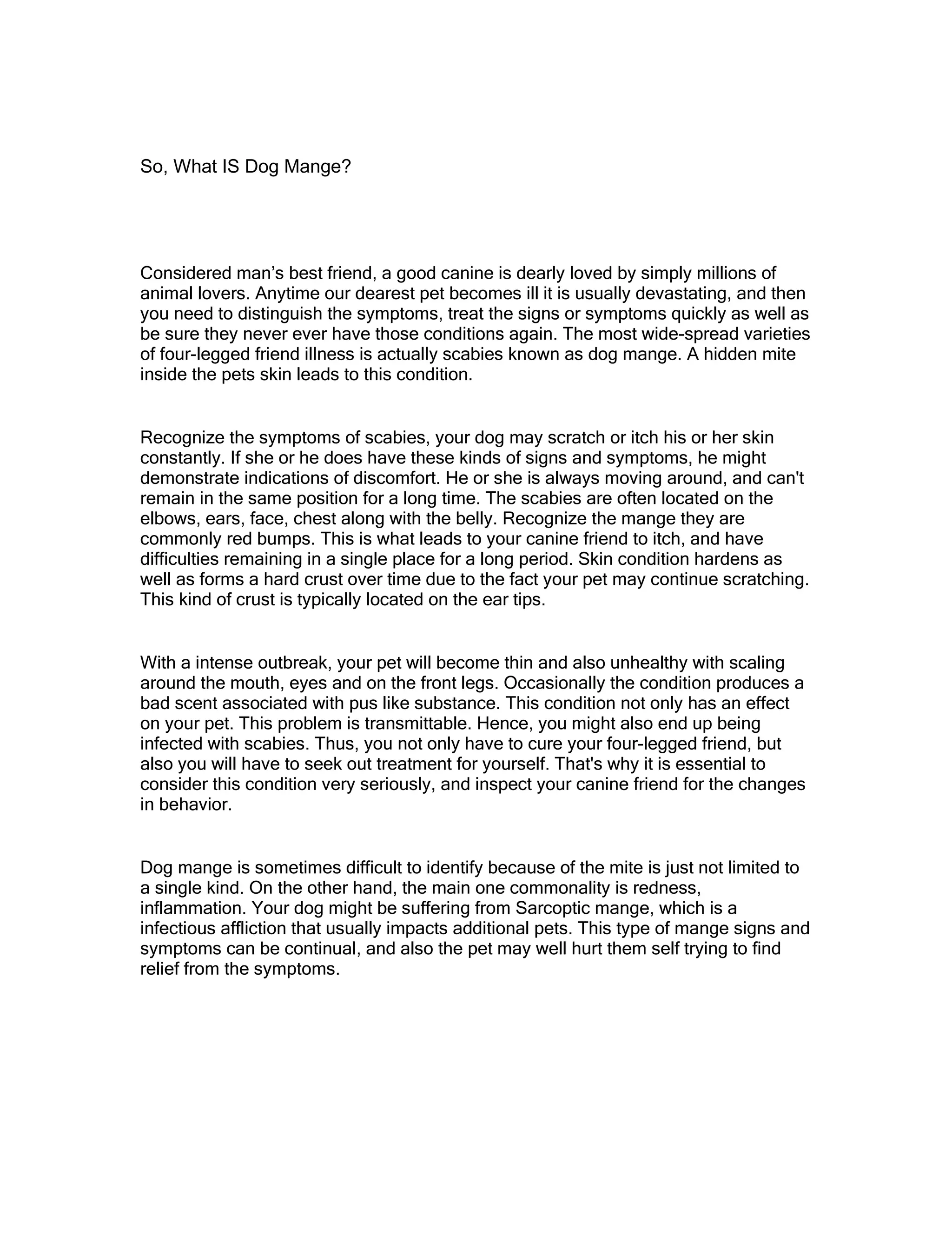 Dog Mange | PDF