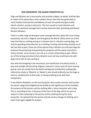 Dog ownership: Islamic perspective(1) | DOCX | Islam | Religion ...