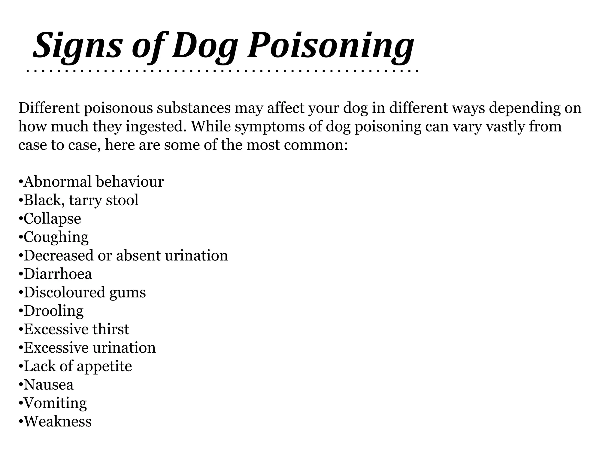 Dog Poisoning – Prevention and Treatment | PPTX