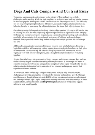 Dogs And Cats Compare And Contrast Essay | PDF