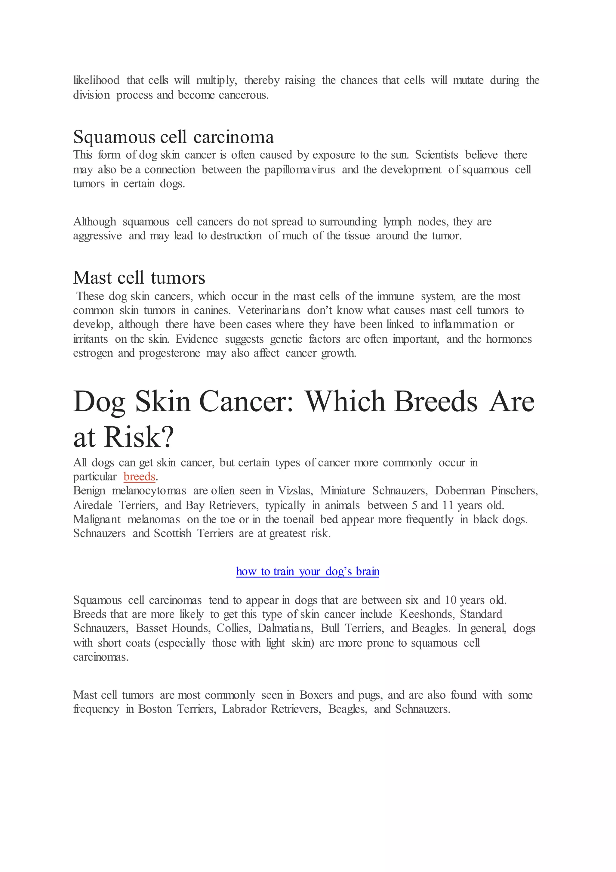 Dog skin cancer types, signs, and treatments | DOCX
