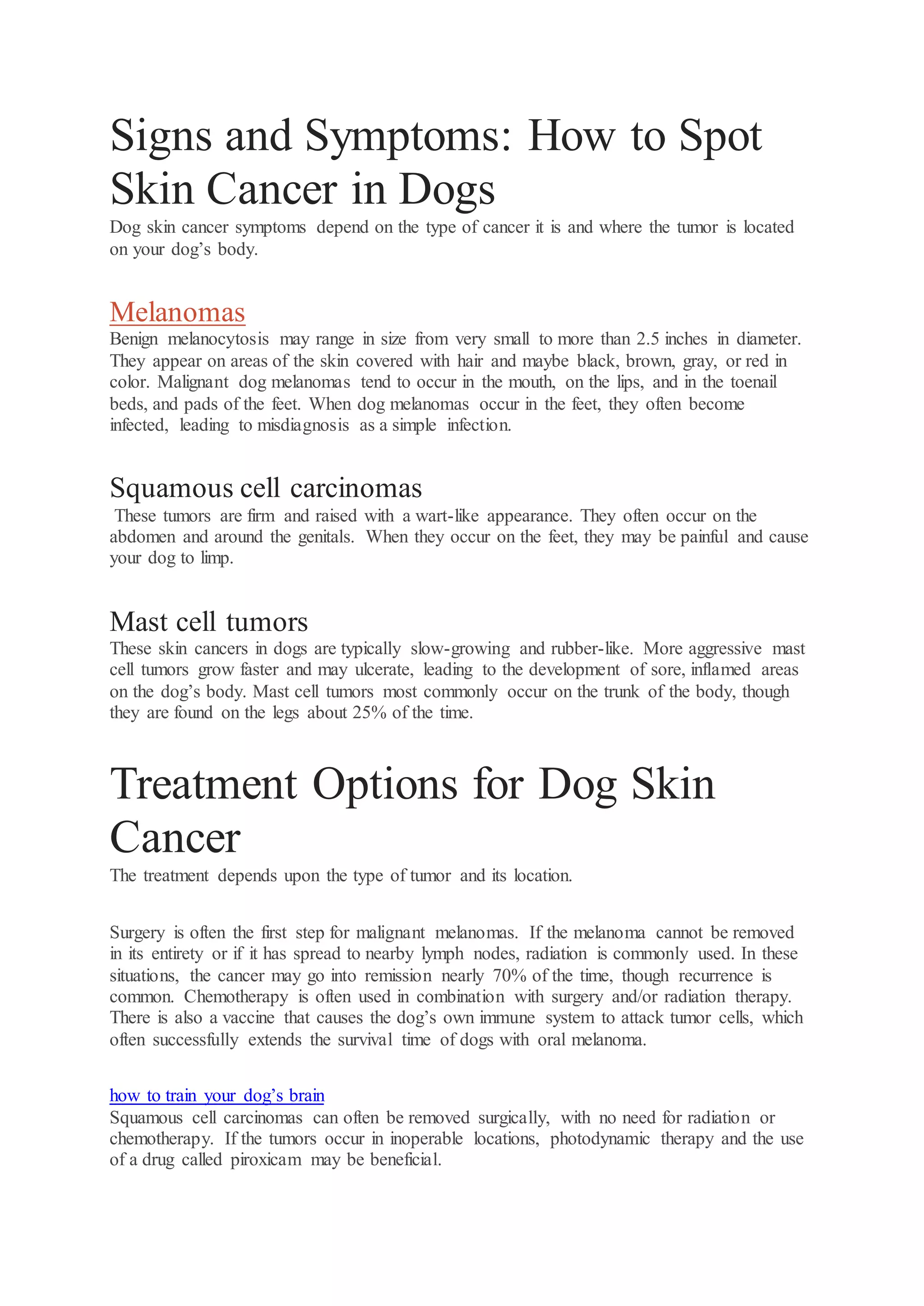 Dog skin cancer types, signs, and treatments | DOCX