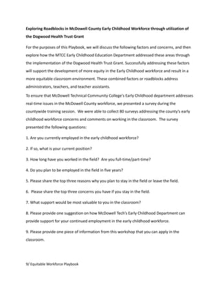 McDowell Technical Community College Early Childhood Program Equitable ...