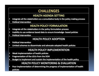 DOH Challenges in Health Policy Making | PDF
