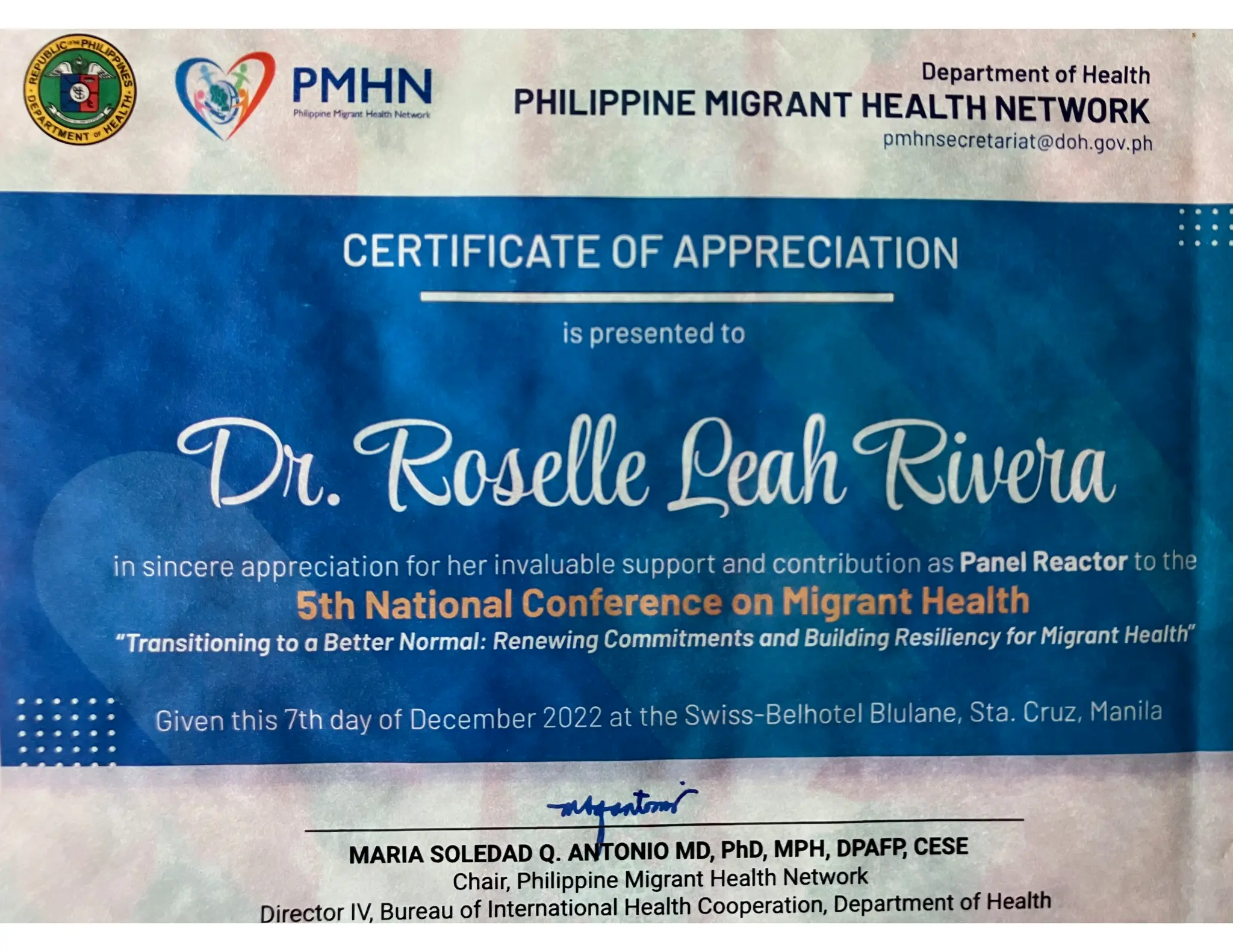 Philippine Migrant Health Network DOH Panel | PDF
