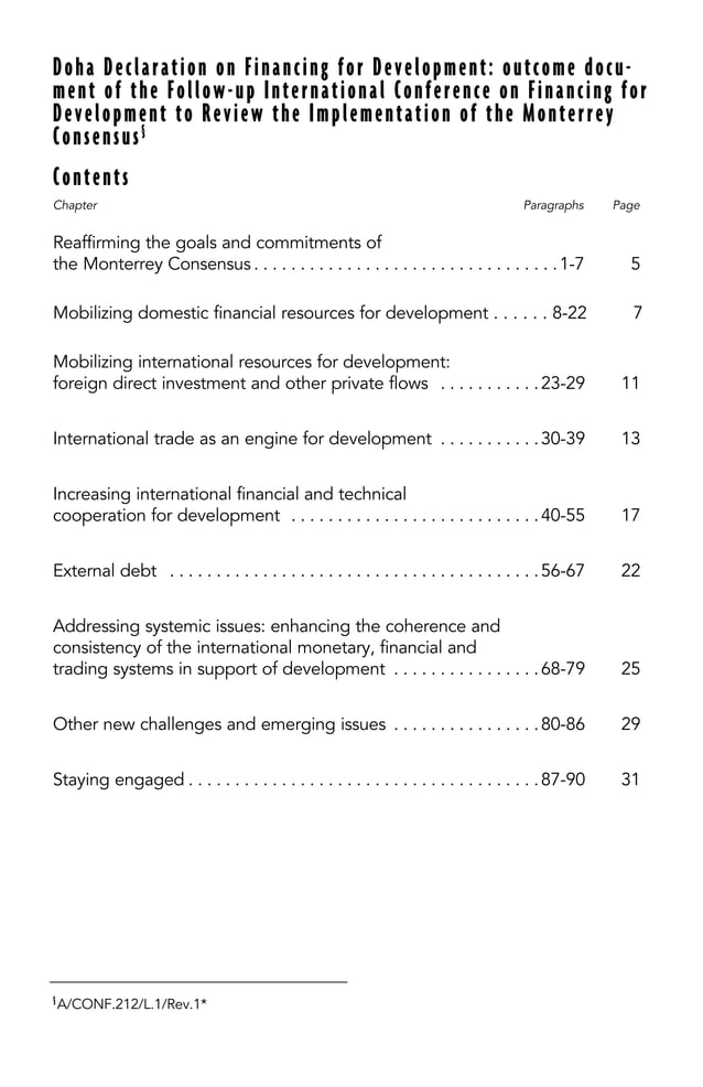 Doha declaration on Financing for Development | PDF