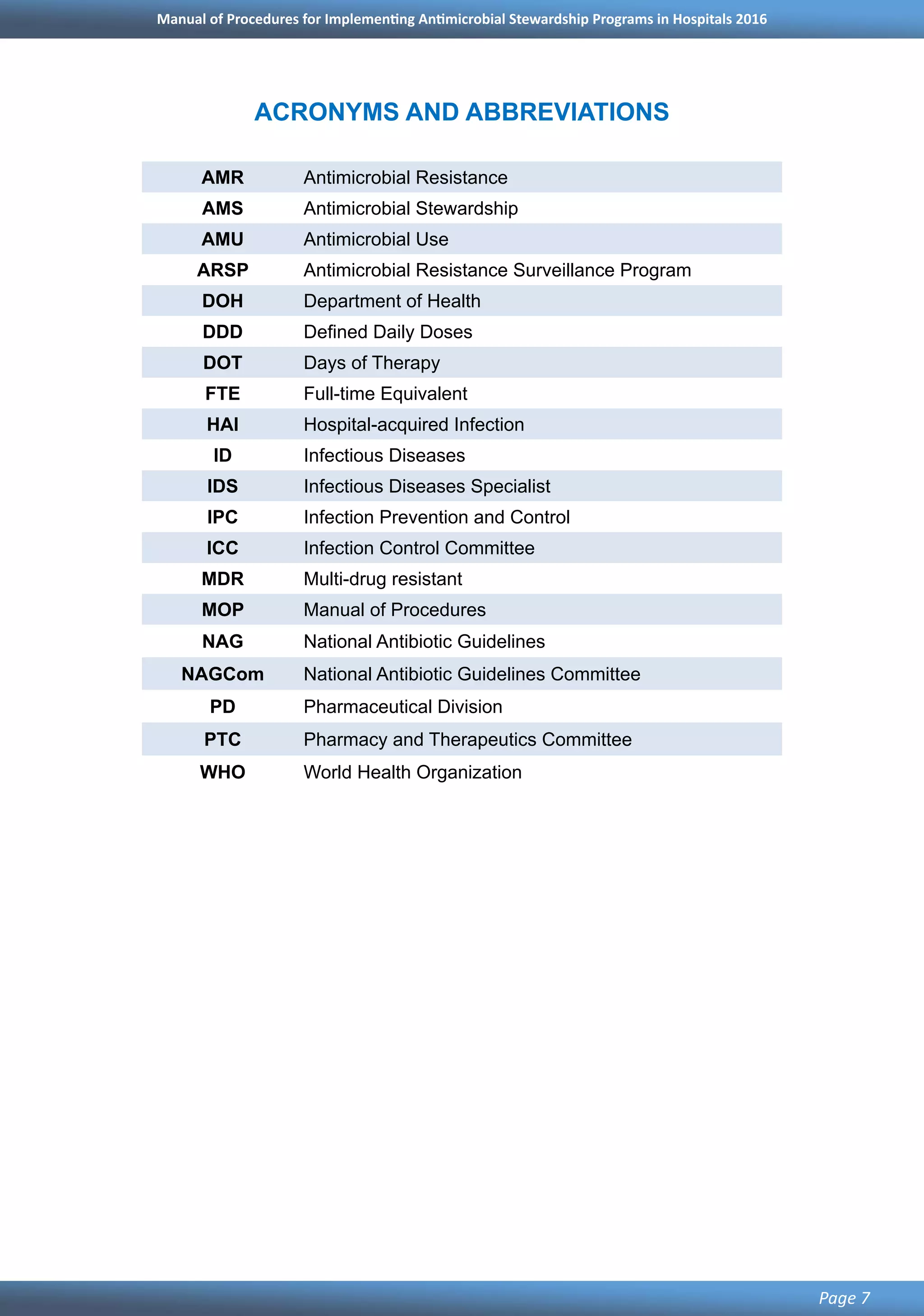 DOH Antimicrobial Stewardship Program in Hospitals Manual of Procedures (MOP) 2016 | PDF