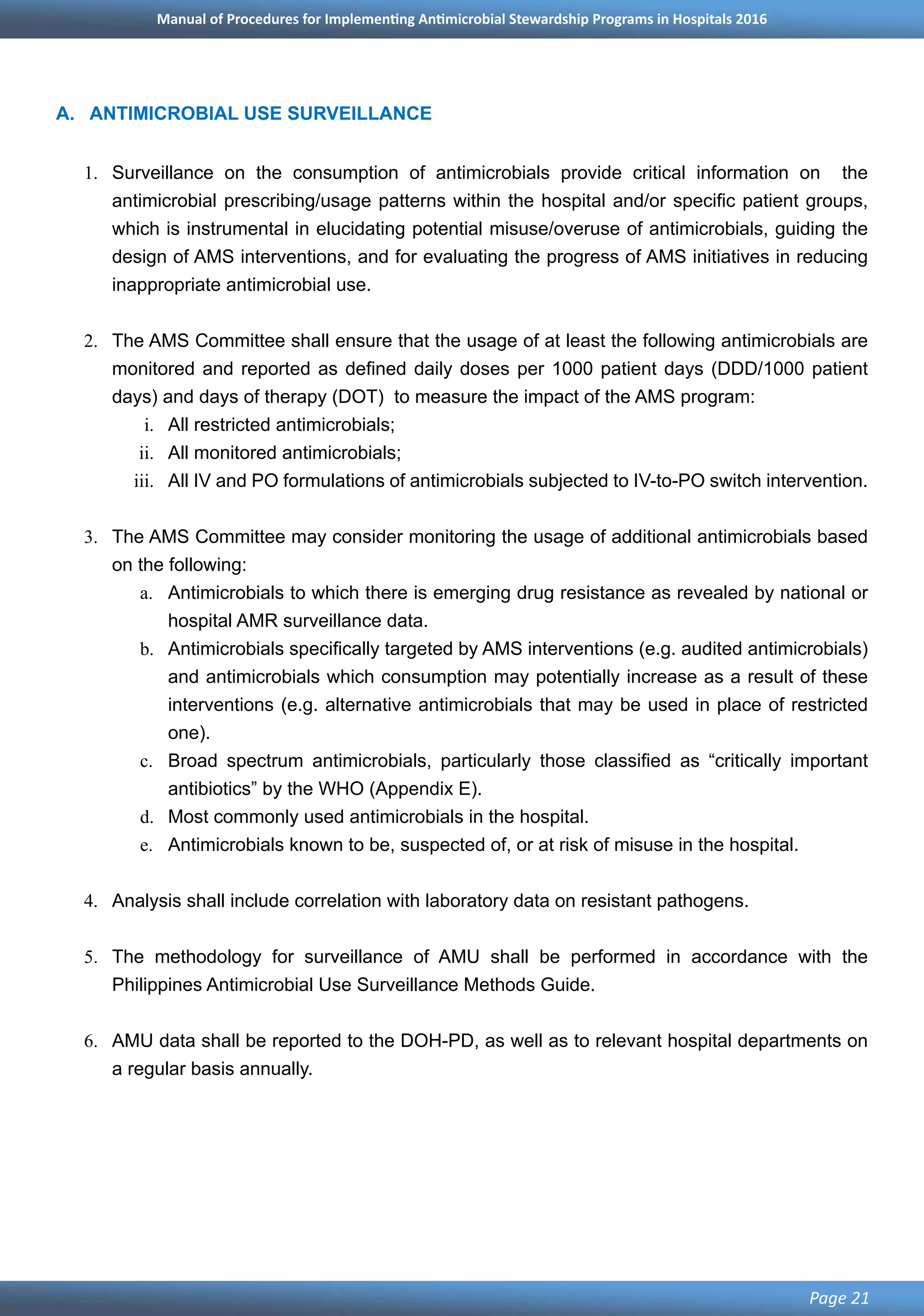 DOH Antimicrobial Stewardship Program in Hospitals Manual of Procedures ...