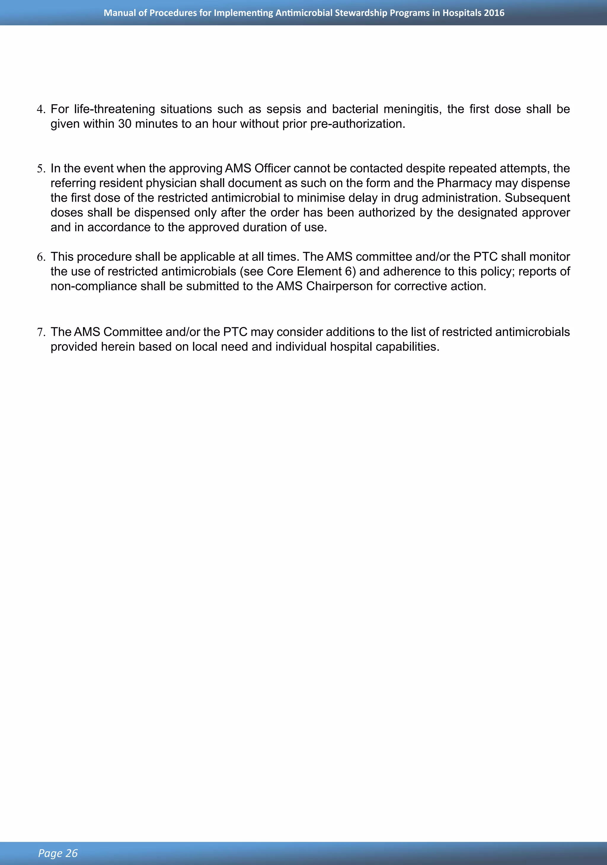 DOH Antimicrobial Stewardship Program in Hospitals Manual of Procedures (MOP) 2016 | PDF