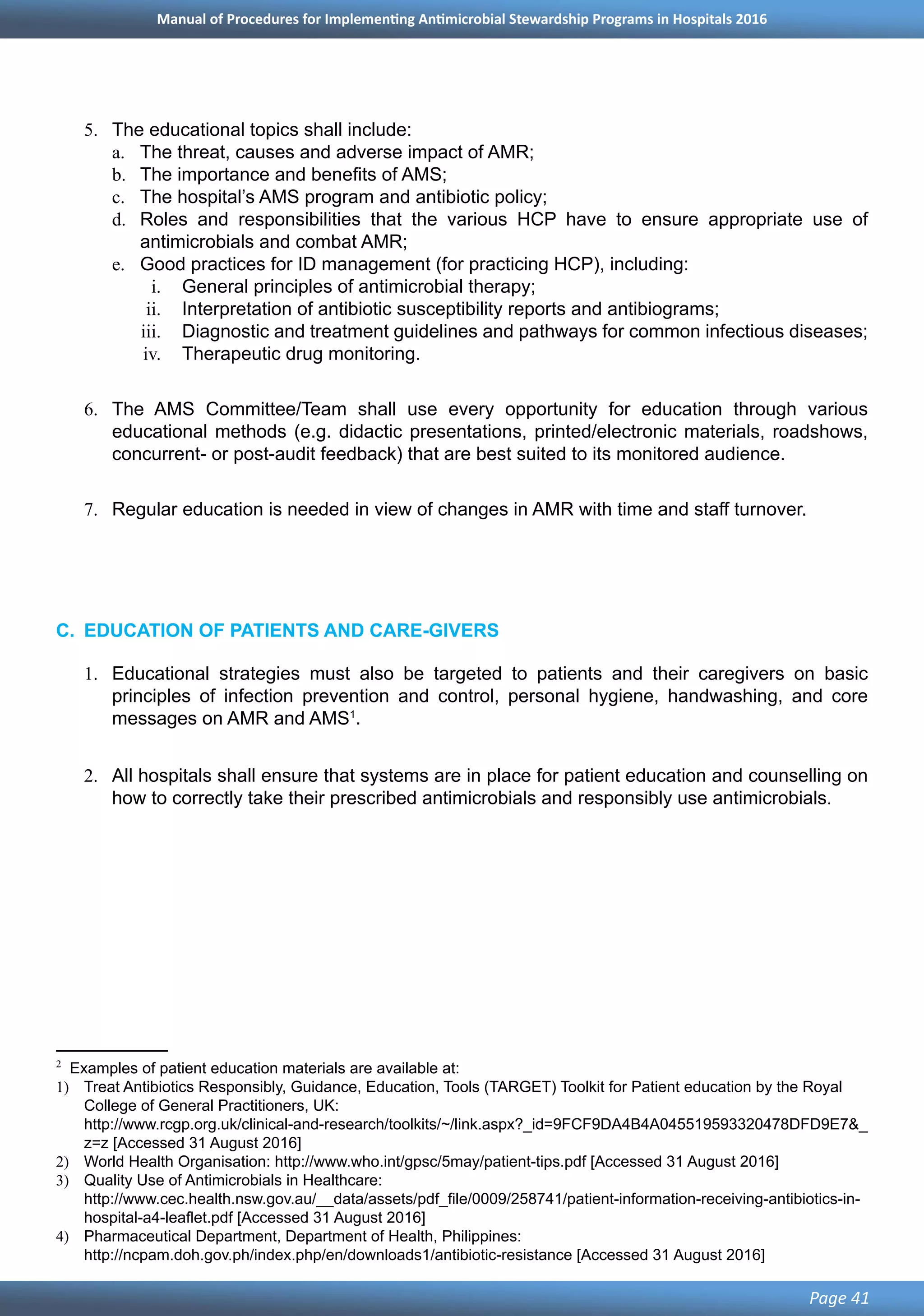 DOH Antimicrobial Stewardship Program in Hospitals Manual of Procedures ...