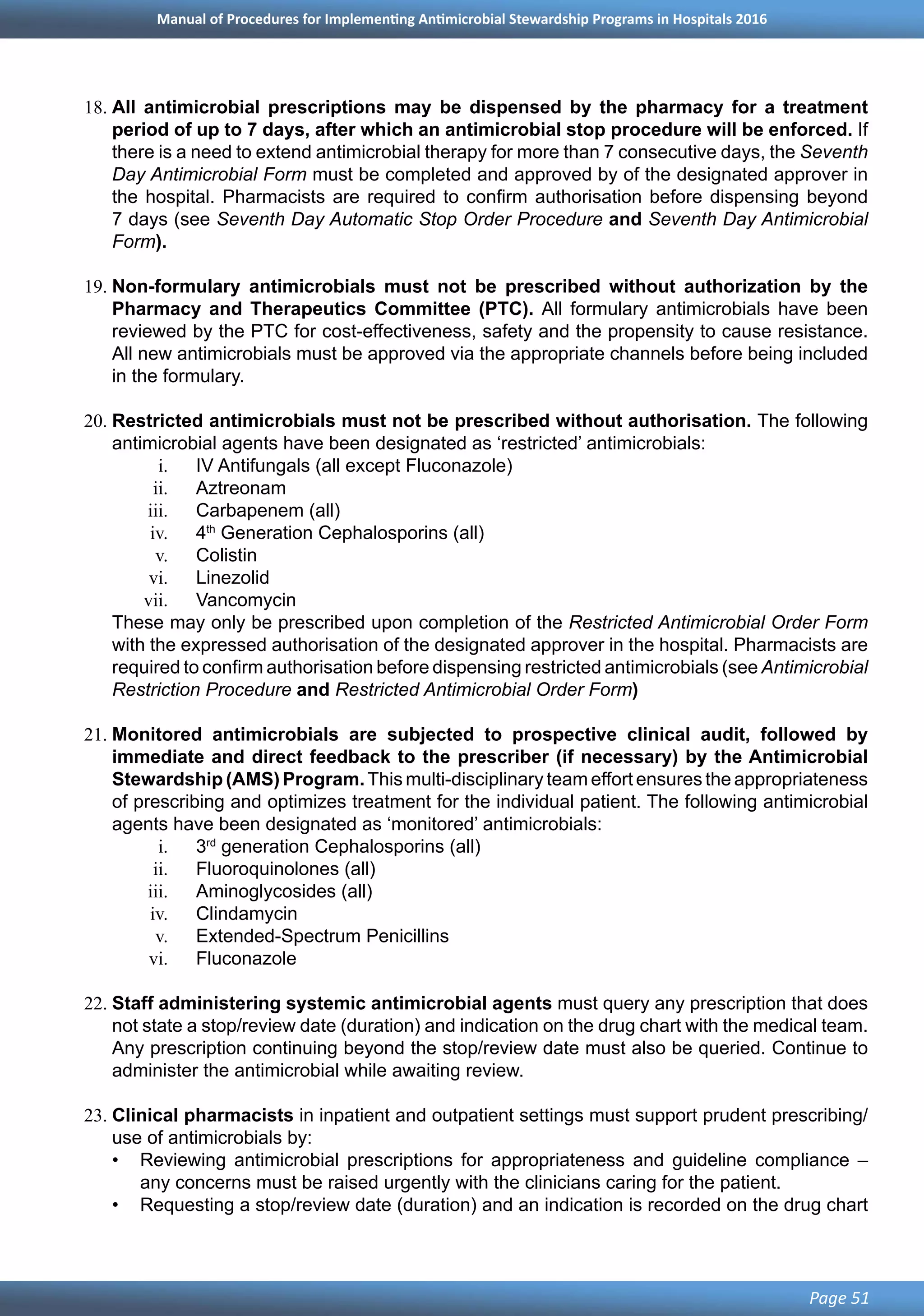 DOH Antimicrobial Stewardship Program in Hospitals Manual of Procedures (MOP) 2016 | PDF