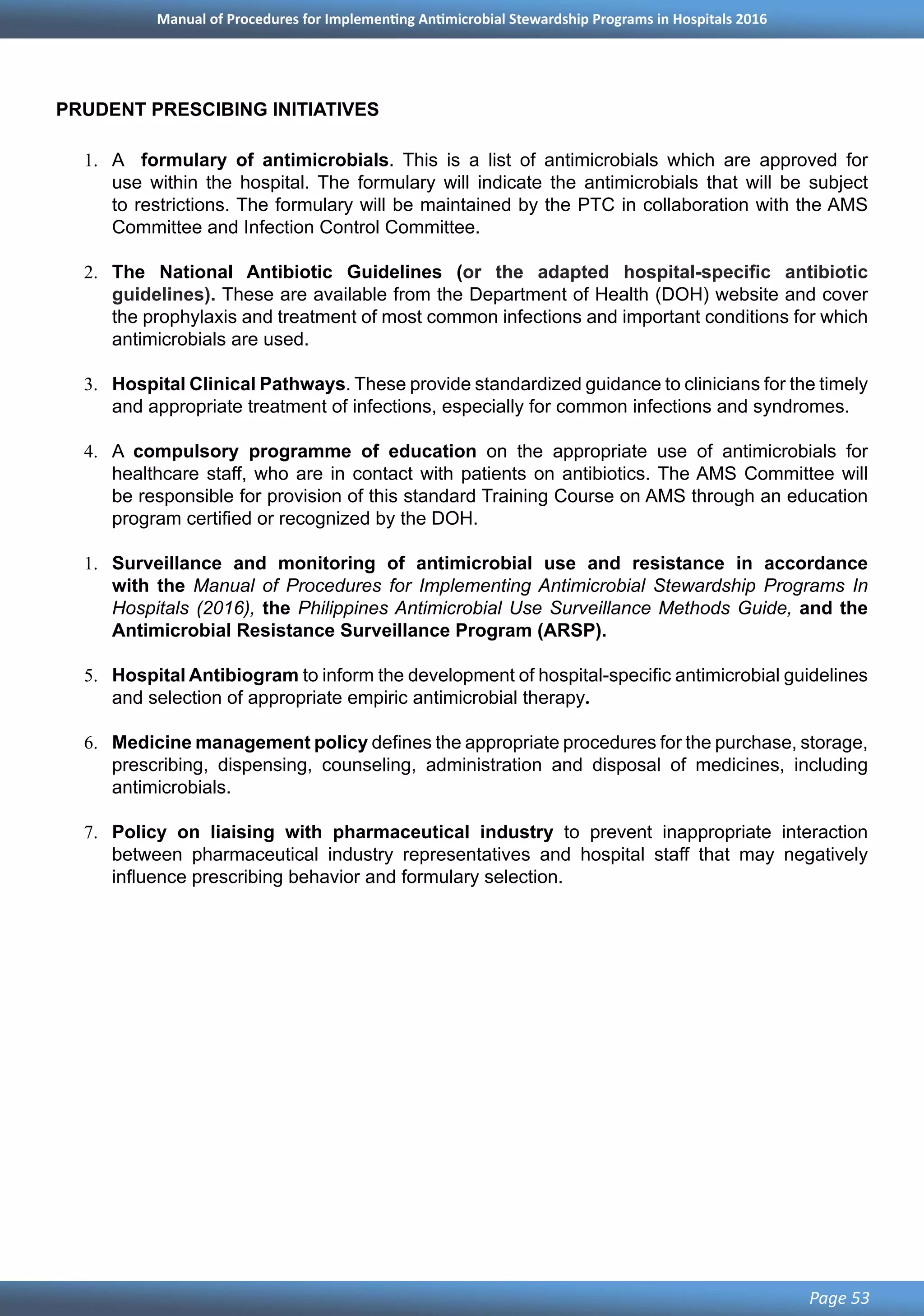 DOH Antimicrobial Stewardship Program in Hospitals Manual of Procedures ...