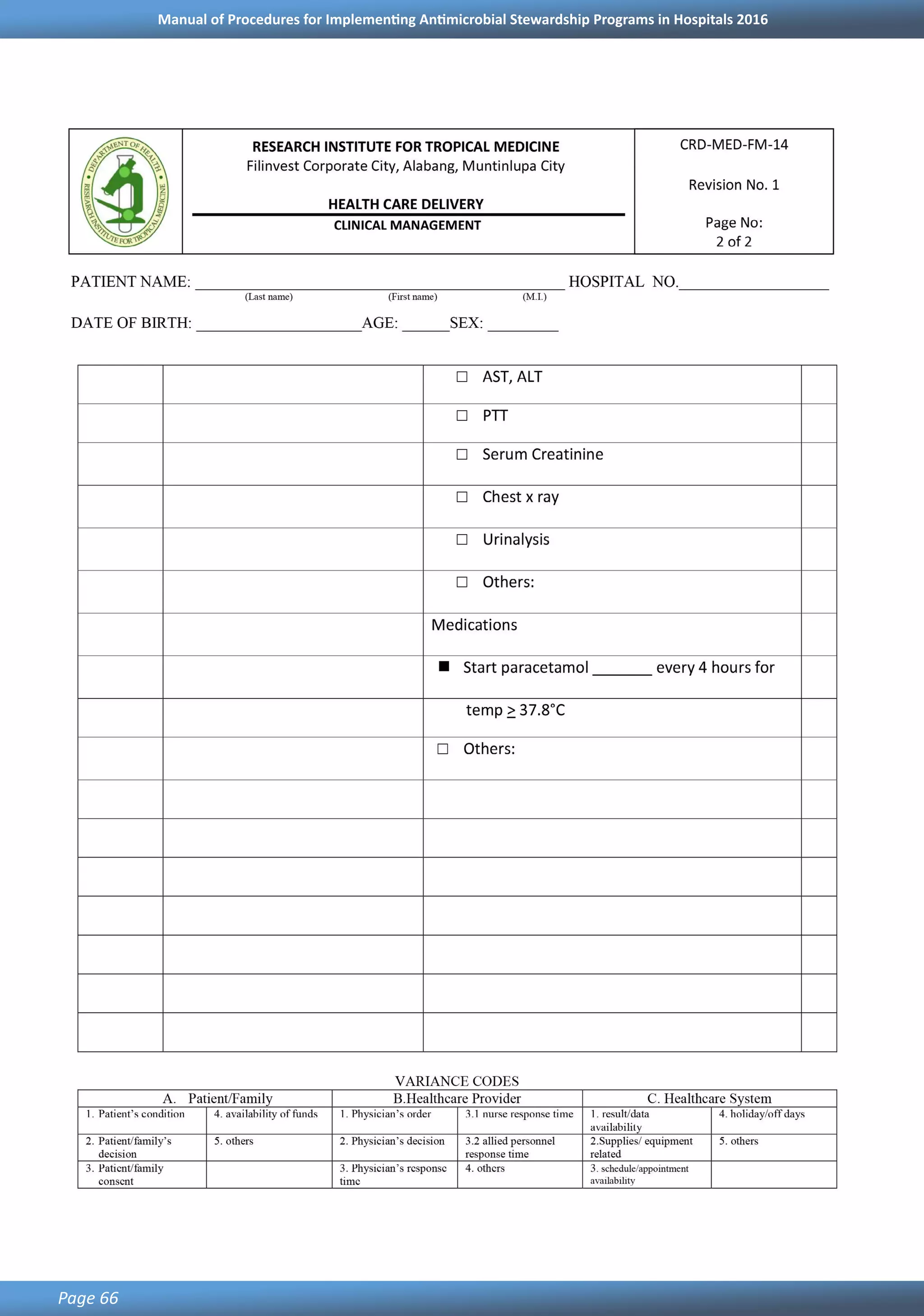 DOH Antimicrobial Stewardship Program in Hospitals Manual of Procedures ...
