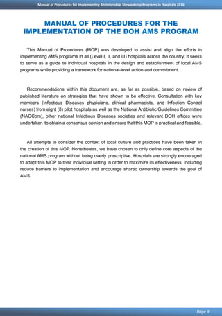 DOH Antimicrobial Stewardship Program in Hospitals Manual of Procedures ...
