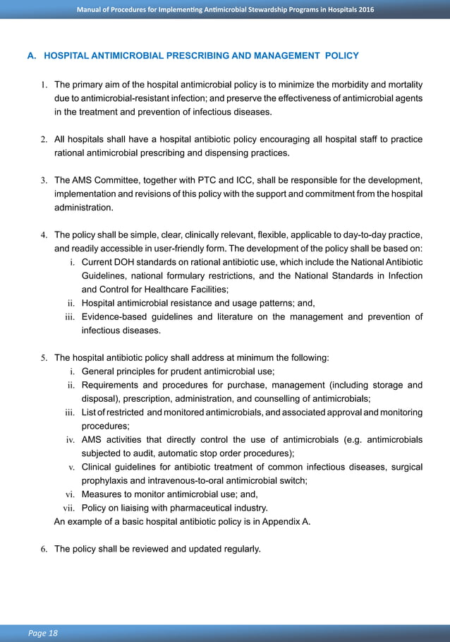 DOH Antimicrobial Stewardship Program in Hospitals Manual of Procedures ...