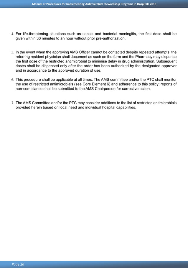 DOH Antimicrobial Stewardship Program in Hospitals Manual of Procedures (MOP) 2016 | PDF ...