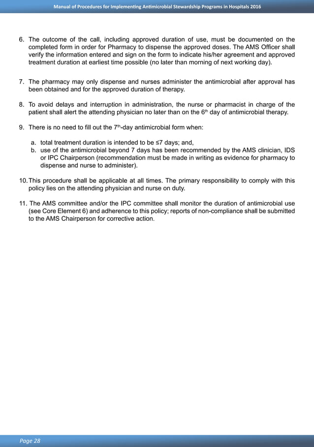 DOH Antimicrobial Stewardship Program in Hospitals Manual of Procedures (MOP) 2016 | PDF ...