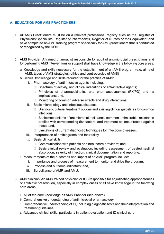 DOH Antimicrobial Stewardship Program in Hospitals Manual of Procedures ...