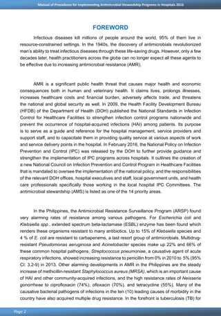 DOH Antimicrobial Stewardship Program in Hospitals Manual of Procedures ...