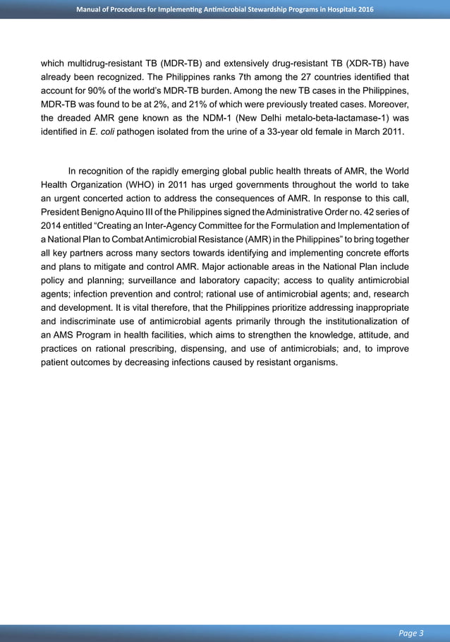 DOH Antimicrobial Stewardship Program in Hospitals Manual of Procedures (MOP) 2016 | PDF ...