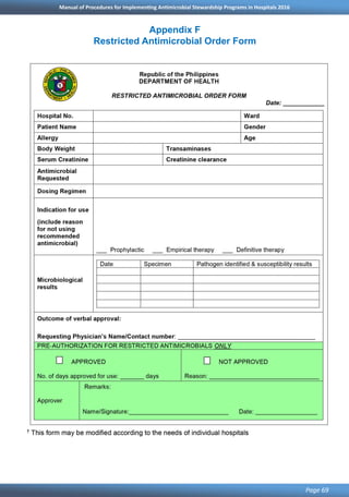 DOH Antimicrobial Stewardship Program in Hospitals Manual of Procedures ...