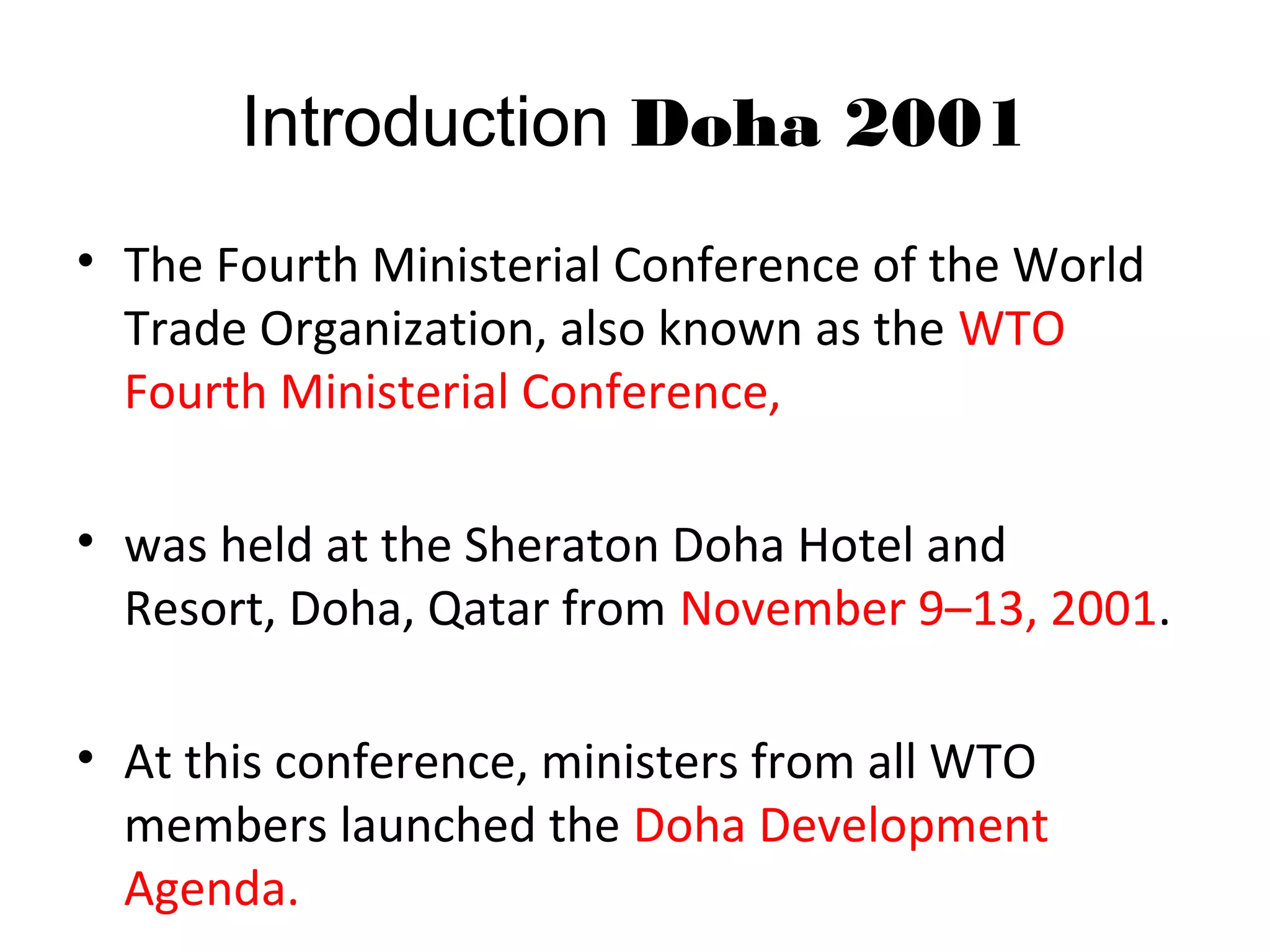Doha Ministerial Convernce | PPT