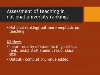 International Rankings and the Assessment of Teaching: A Regional ...