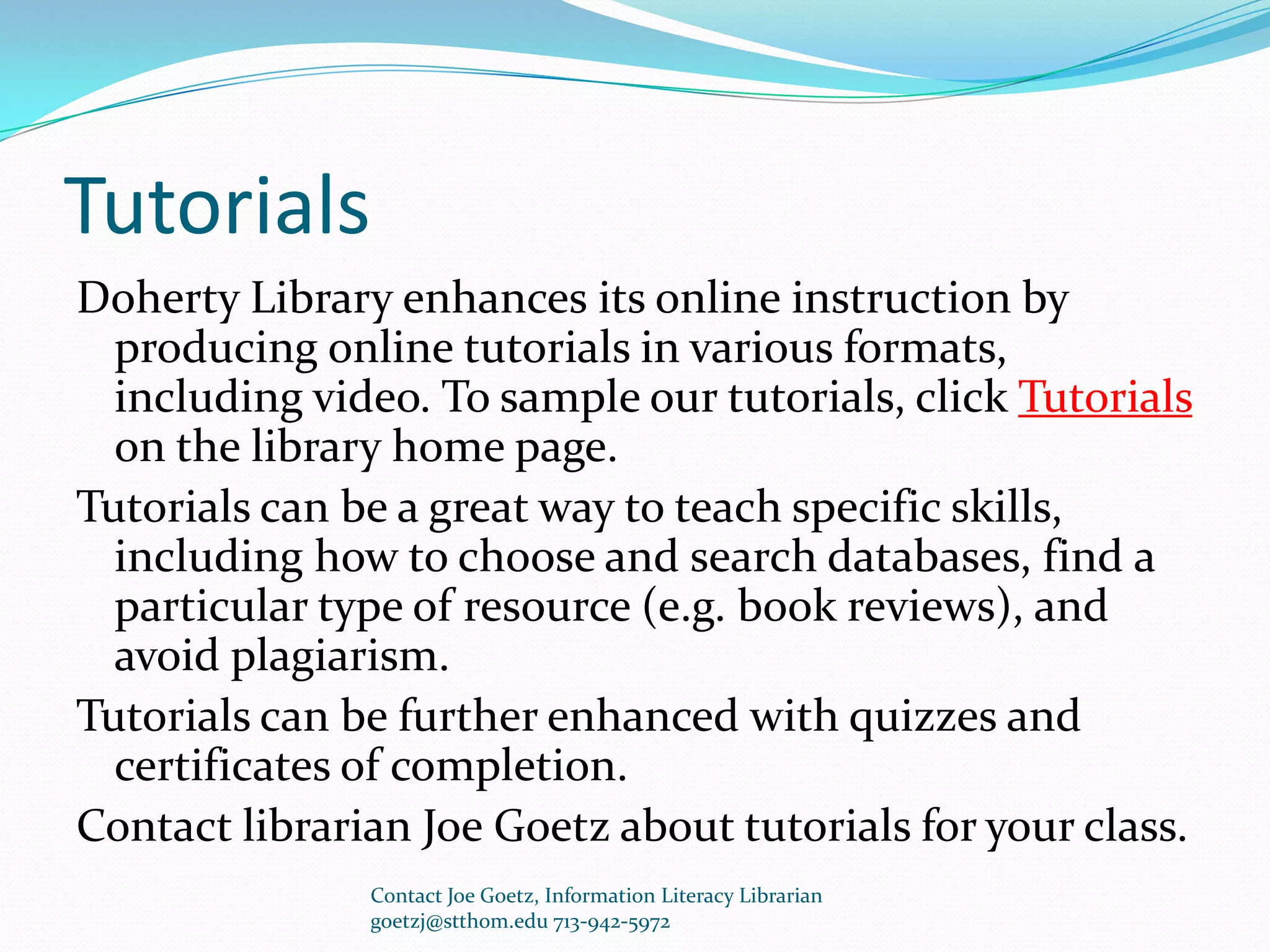 Doherty Library Instruction | PPTX