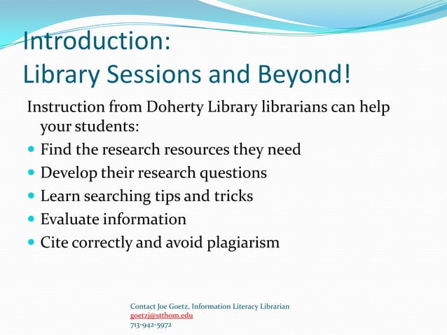 Doherty Library Instruction | PPTX