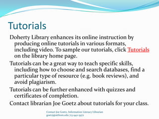 Doherty Library Instruction | PPTX