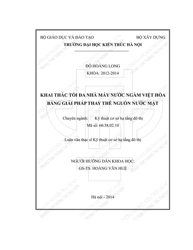 Khai thác tối đa nhà máy nước ngầm bằng thay thế nguồn nước mặt | PDF