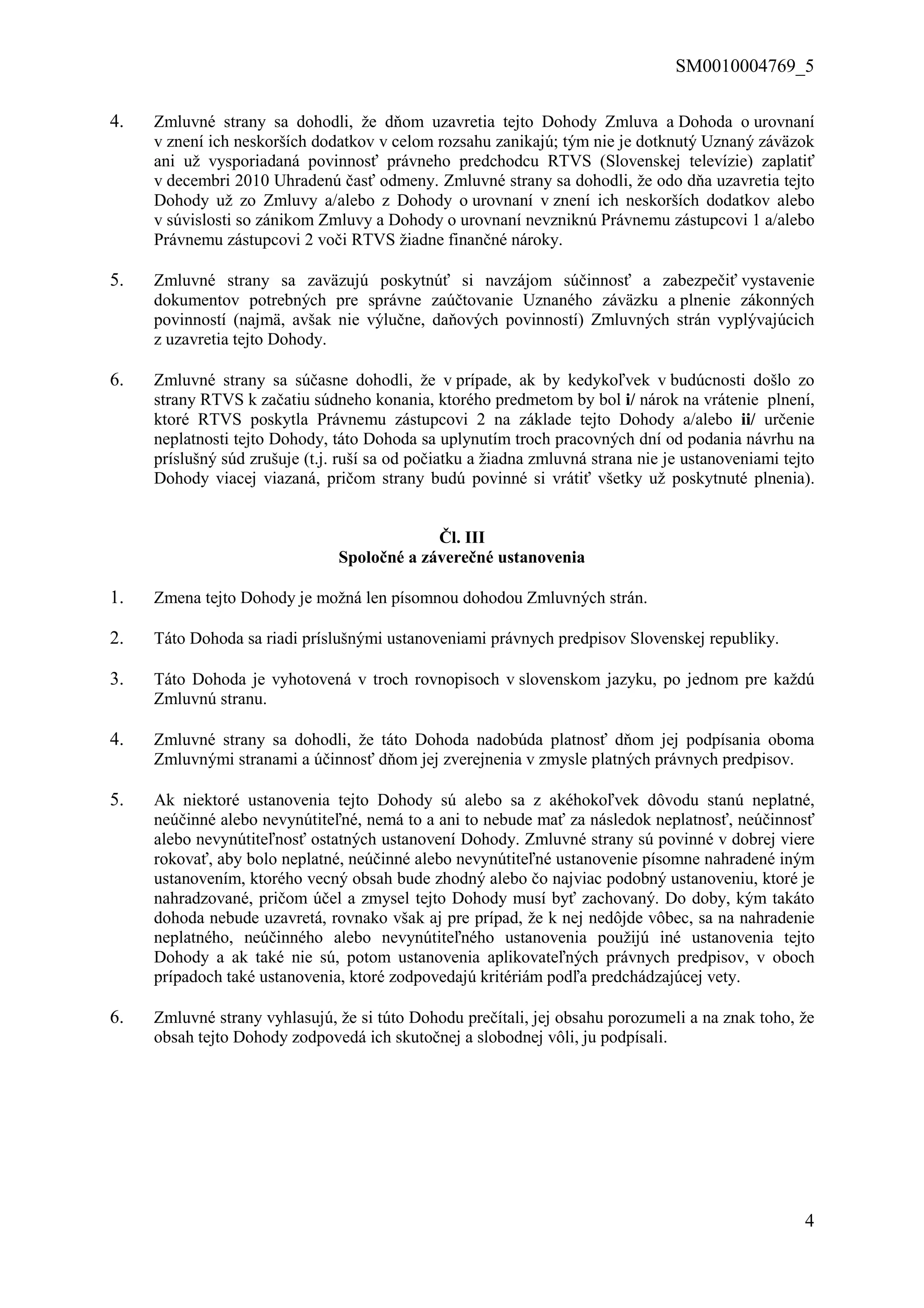 Dohoda o vzdană­ sa prăˇva, uznană­ a zaplatenă­ dlhu text | PDF