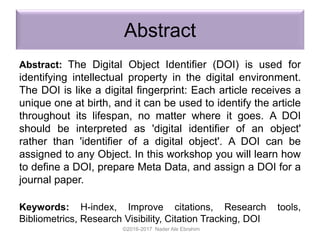 Digital Object Identifier (DOI): Introduction and Applications | PDF
