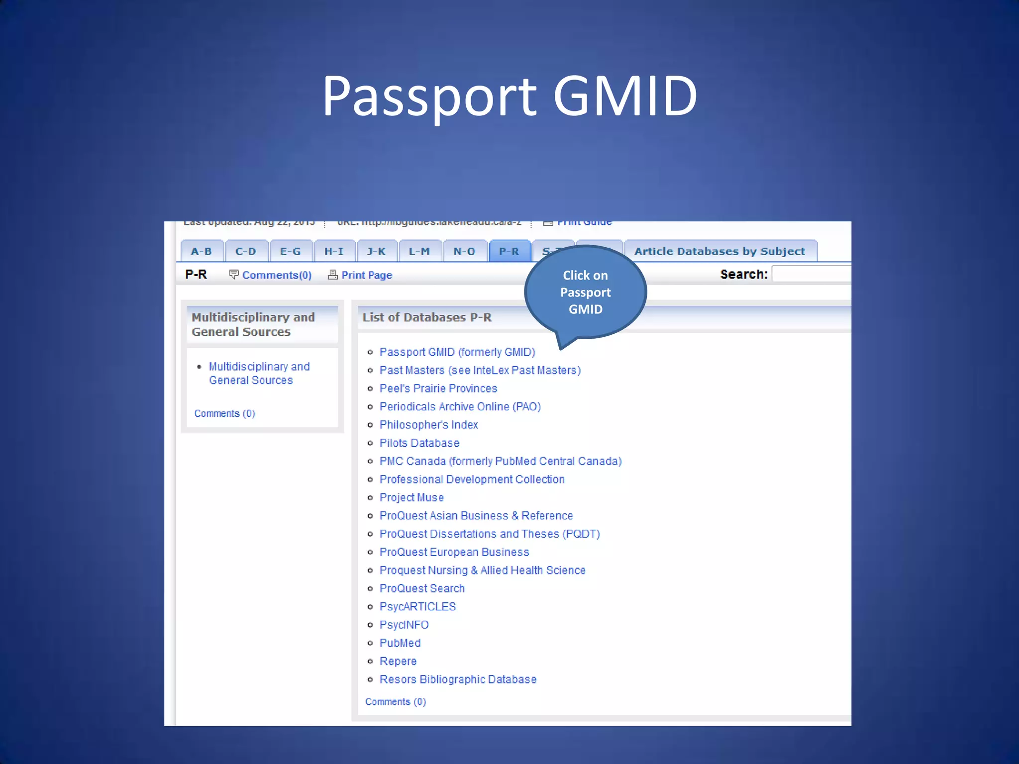 Doing a swot analysis in Passport GMID | PPTX