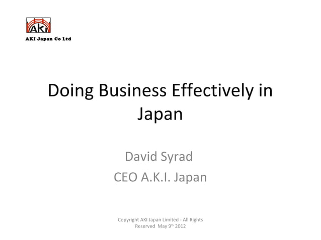 Doing Business Effectively In Japan | PPT | Business Administration ...
