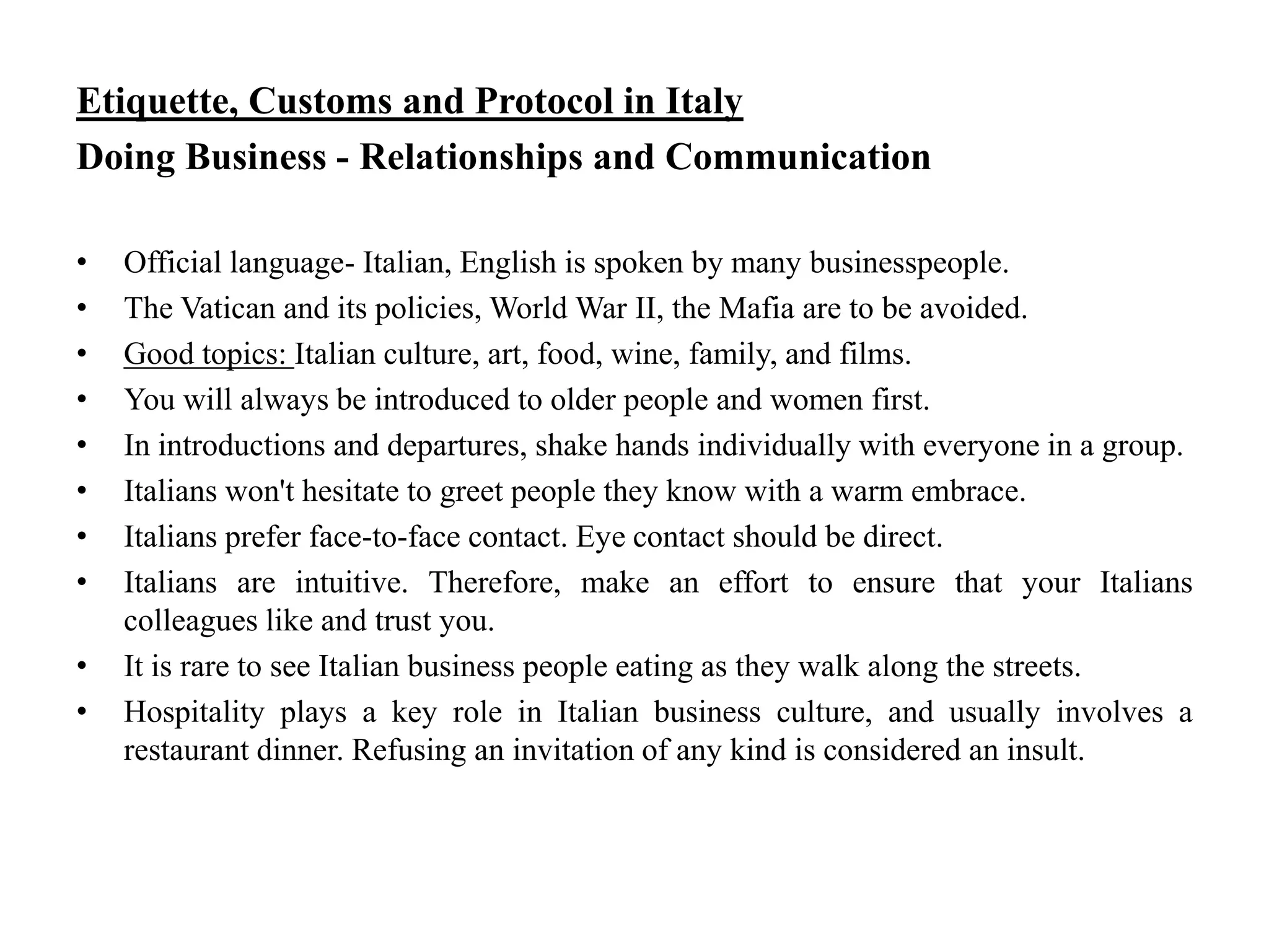 Doing business in italy | PPTX