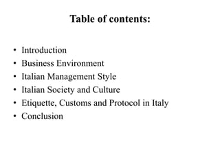 Doing business in italy | PPTX