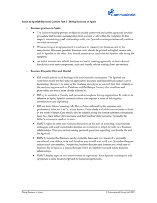 Doing business in spain | PDF