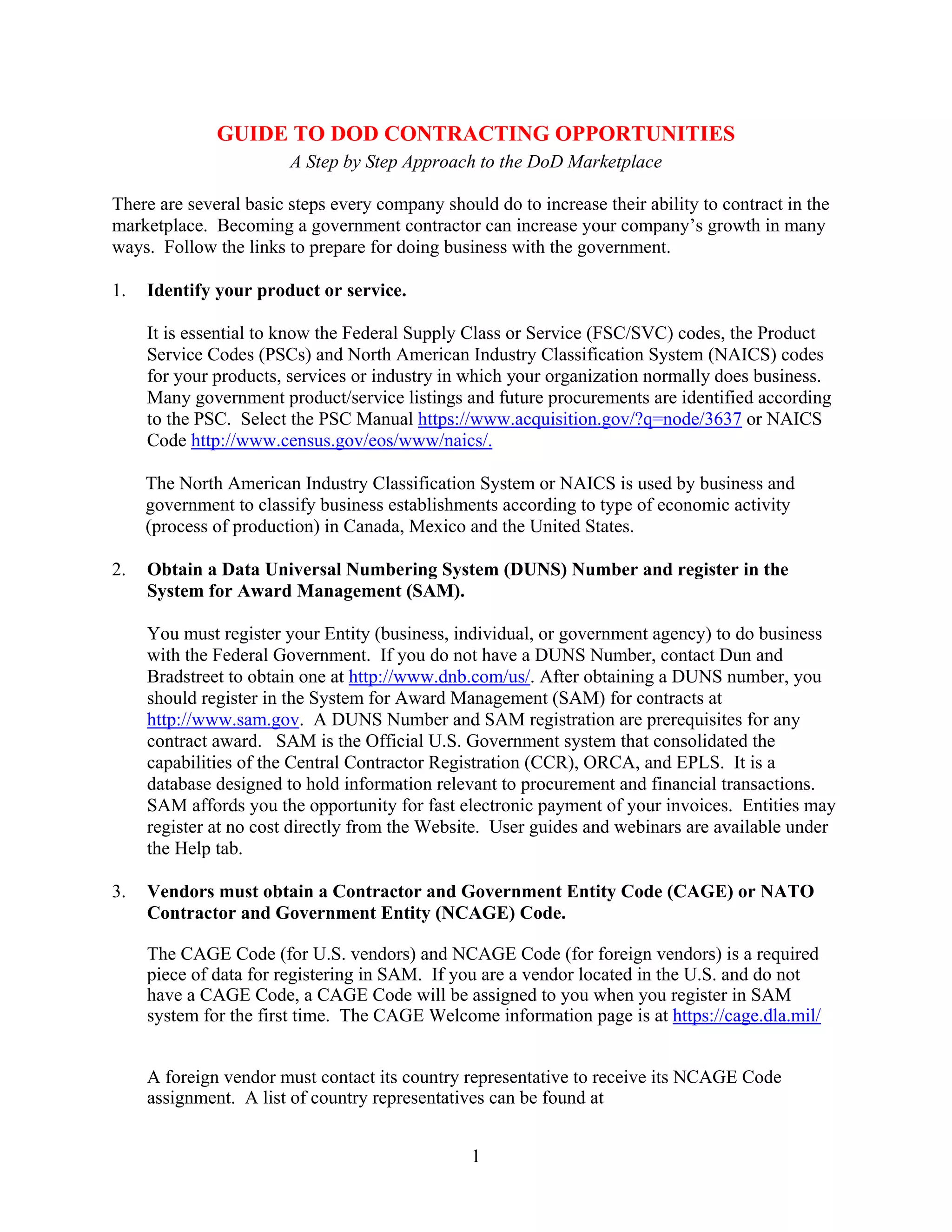 Doing Business With The Department of Defense (DOD) | PDF