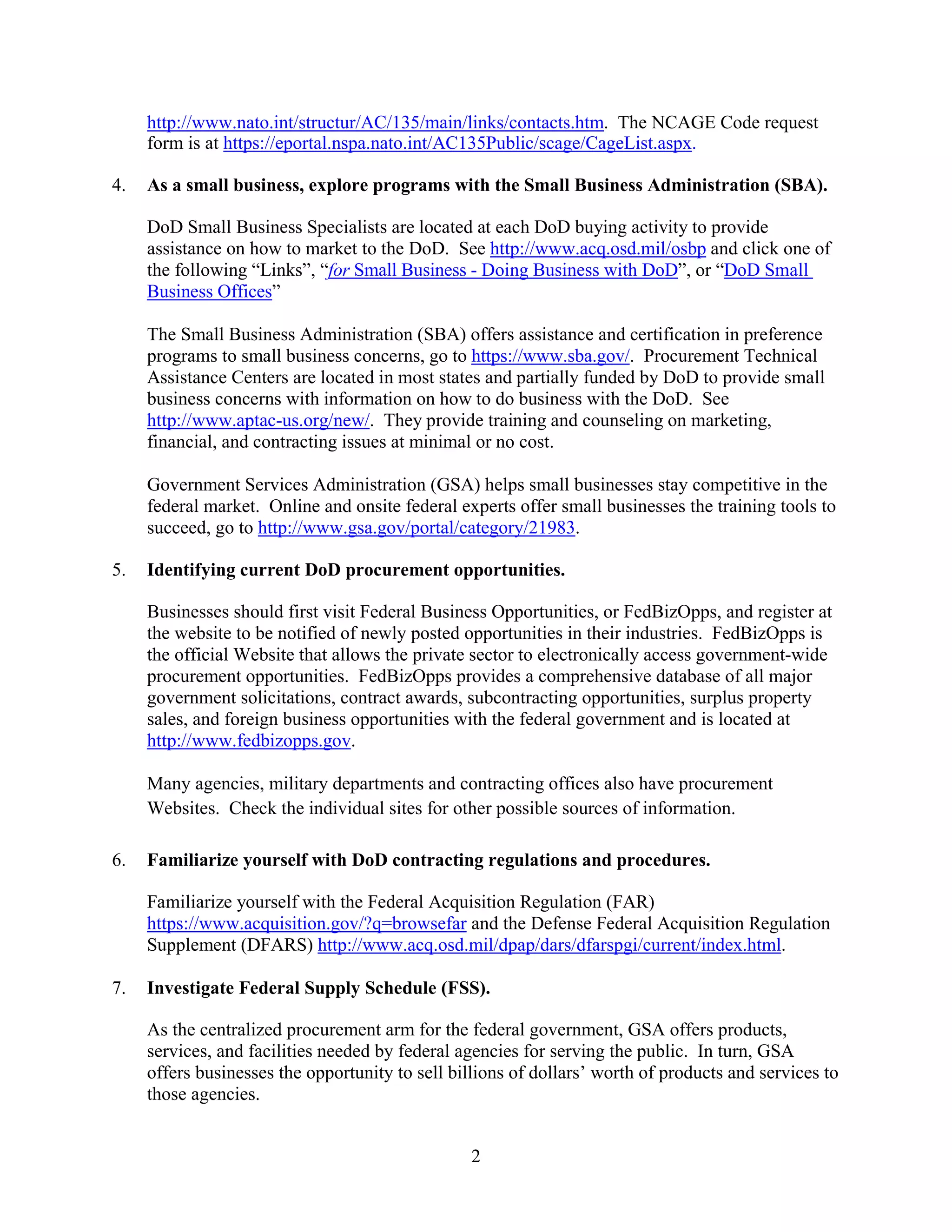 Doing Business With The Department of Defense (DOD) | PDF