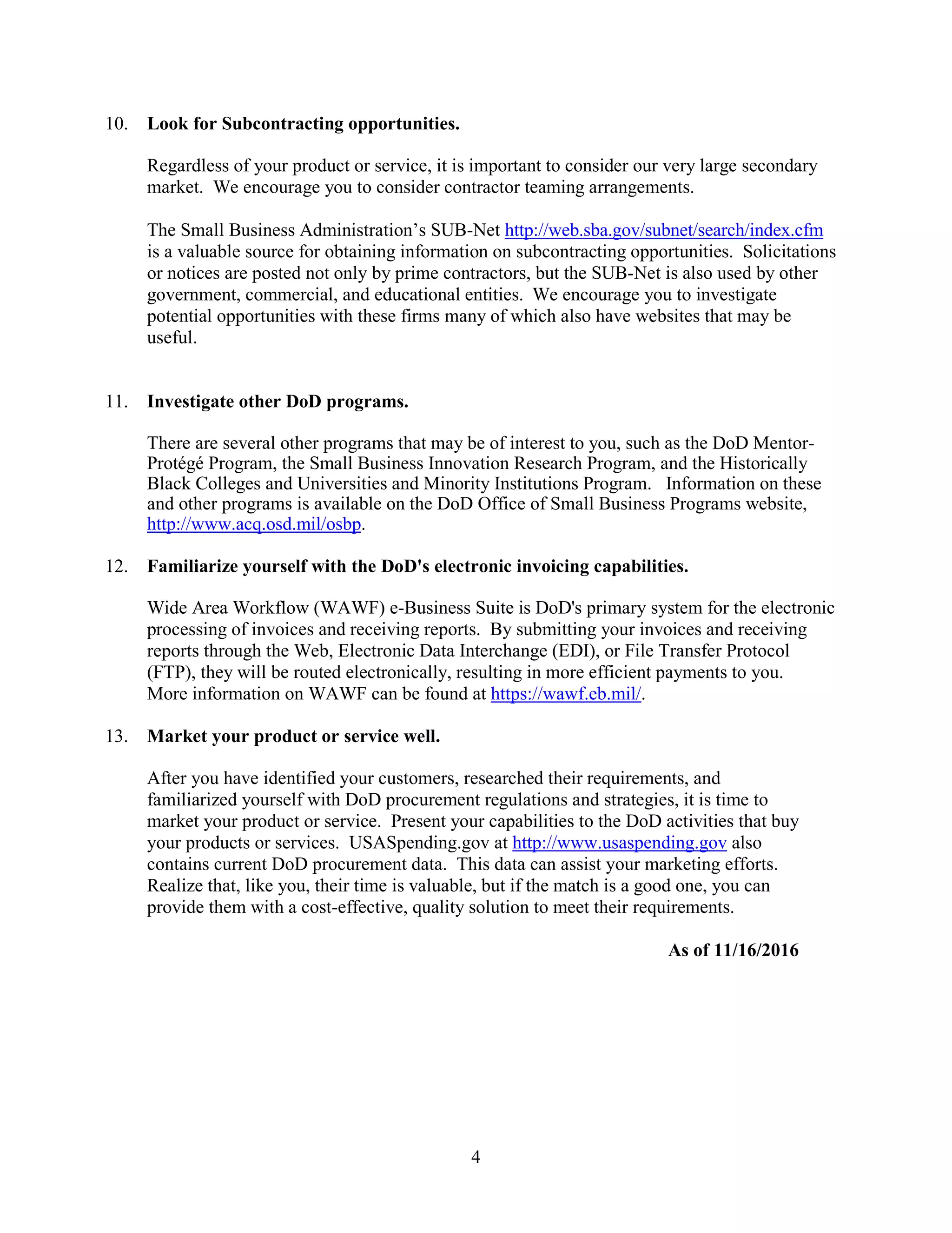 Doing Business With The Department of Defense (DOD) | PDF