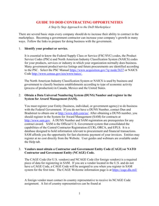 Doing Business With The Department of Defense (DOD) | PDF