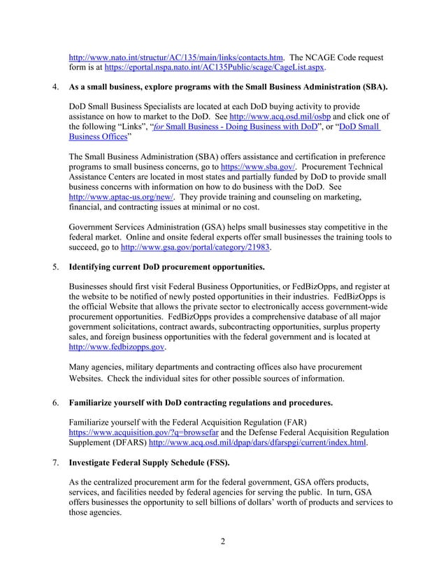 Doing Business With The Department of Defense (DOD) | PDF