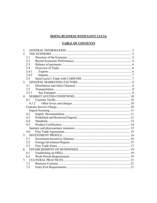 Doing Business with St Lucia | PDF