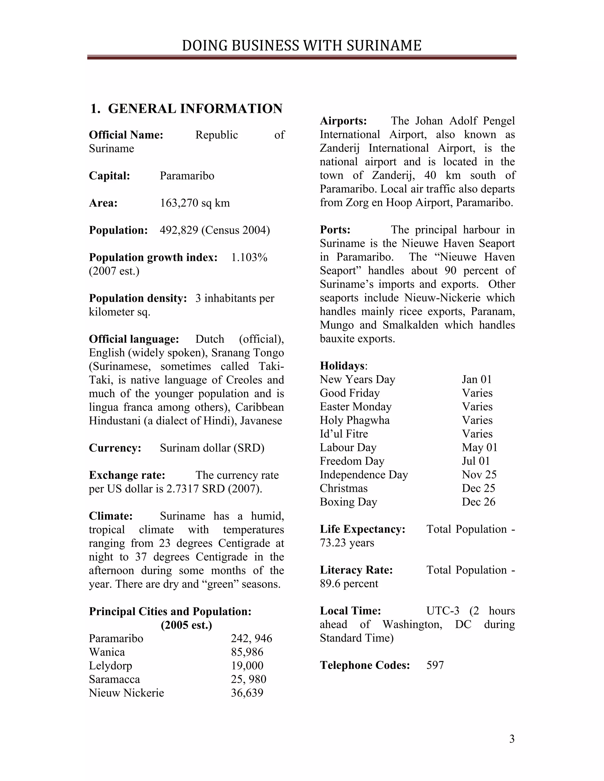 Doing Business with Suriname | PDF