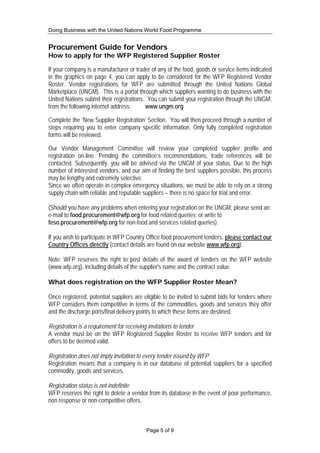 DOING BUSINESS WITH THE UNITED NATIONS WORLD FOOD PROGRAMME | PDF