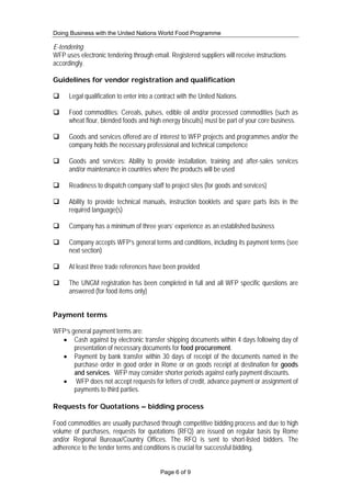 DOING BUSINESS WITH THE UNITED NATIONS WORLD FOOD PROGRAMME | PDF