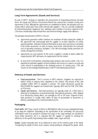 DOING BUSINESS WITH THE UNITED NATIONS WORLD FOOD PROGRAMME | PDF
