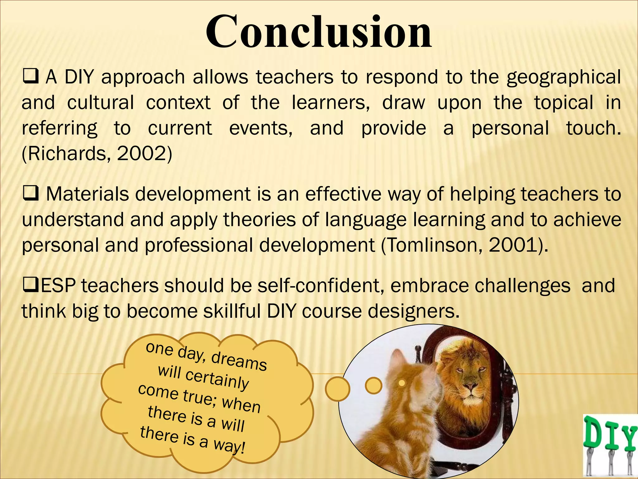 Do it yourself an approach in esp course design | PDF