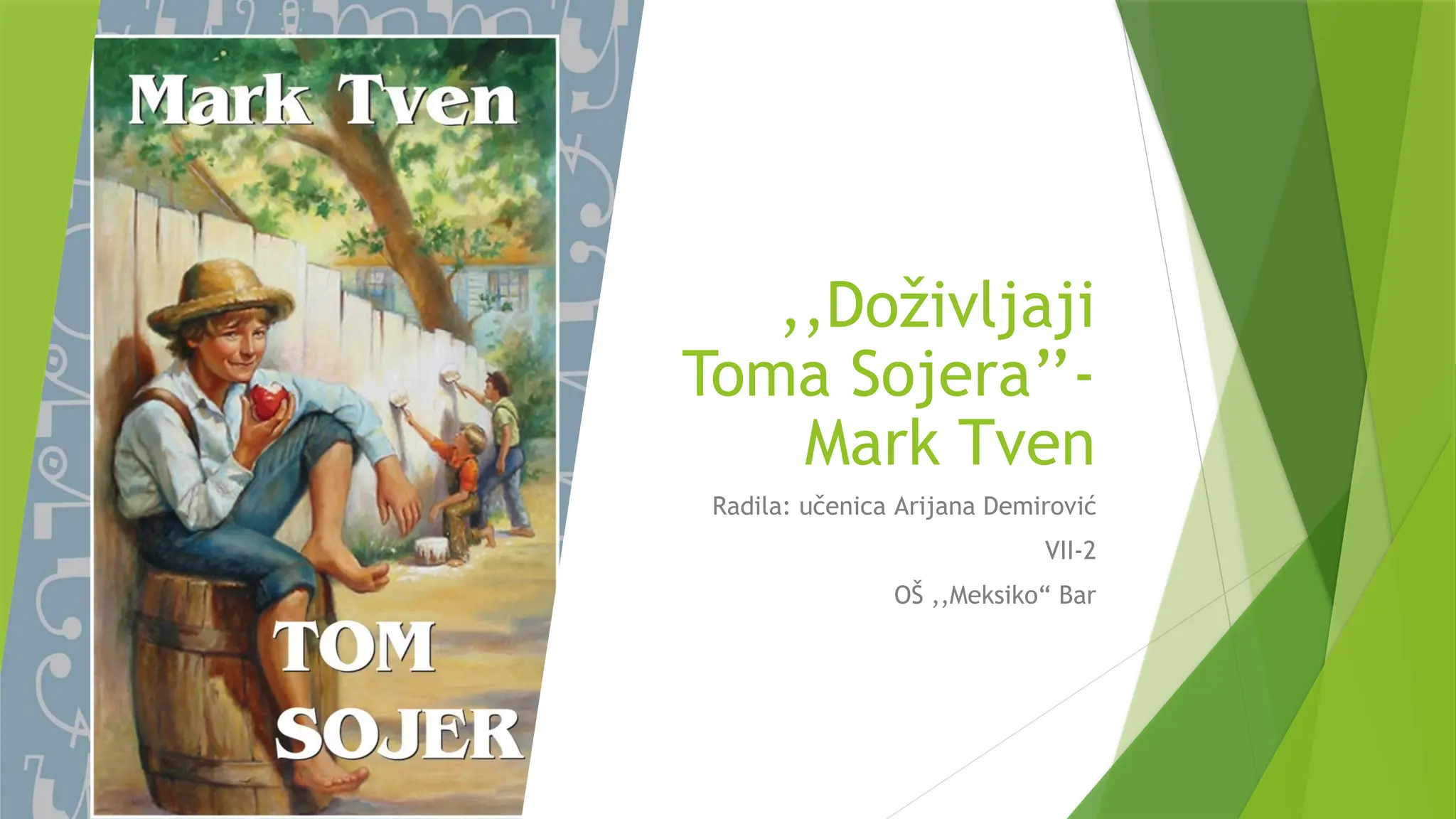 Doživljaji Toma Sojera’’ Mark Tven pptx skola | PPTX